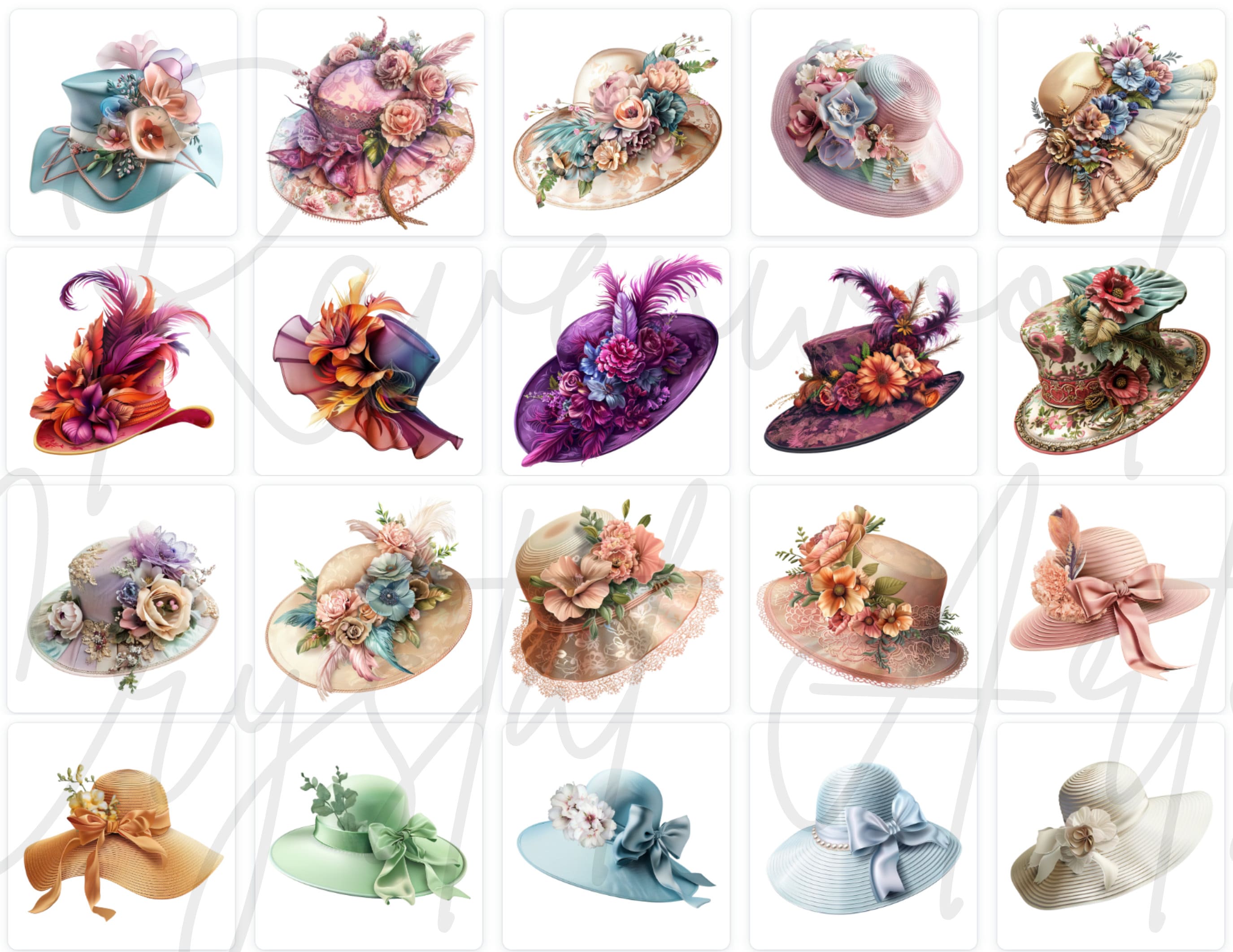 Fancy Hat Clipart Pack - Transparent Background - Tea Party Hats ...