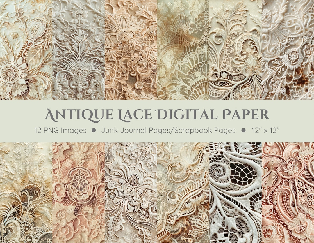 Antique Lace Digital Paper - Vintage Lace Paper for Junk Journals and ...