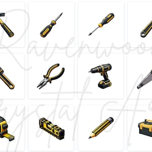 Black and Yellow Tools Clipart | 12 Pngs | Construction Clipart ...