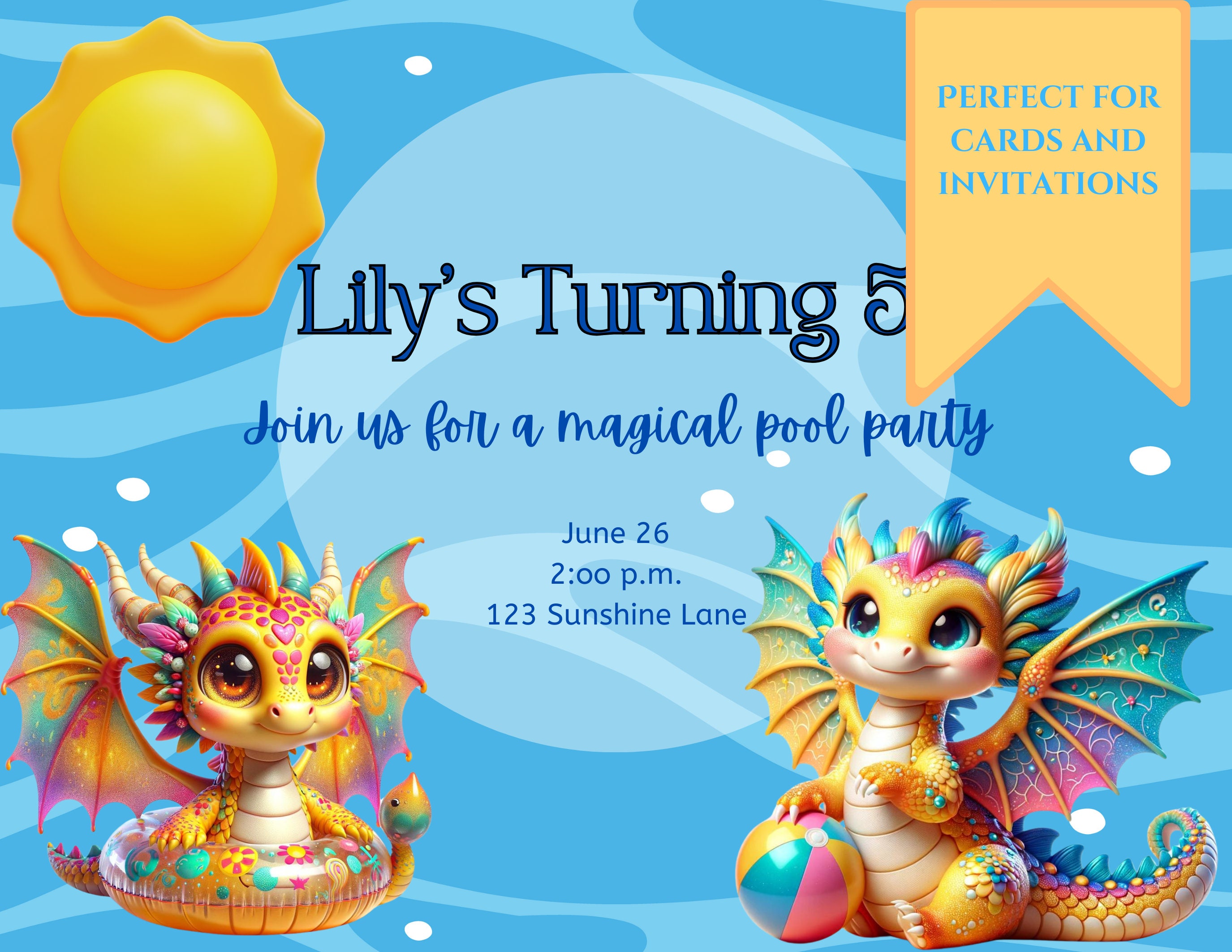 Summer Dragons Clipart Pack Transparent Background Baby Dragons, Pool ...