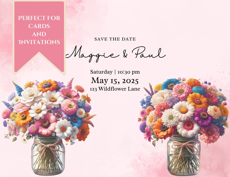 Mason Jar Bouquets Clipart Pack - 15 Pngs - Transparent Background ...