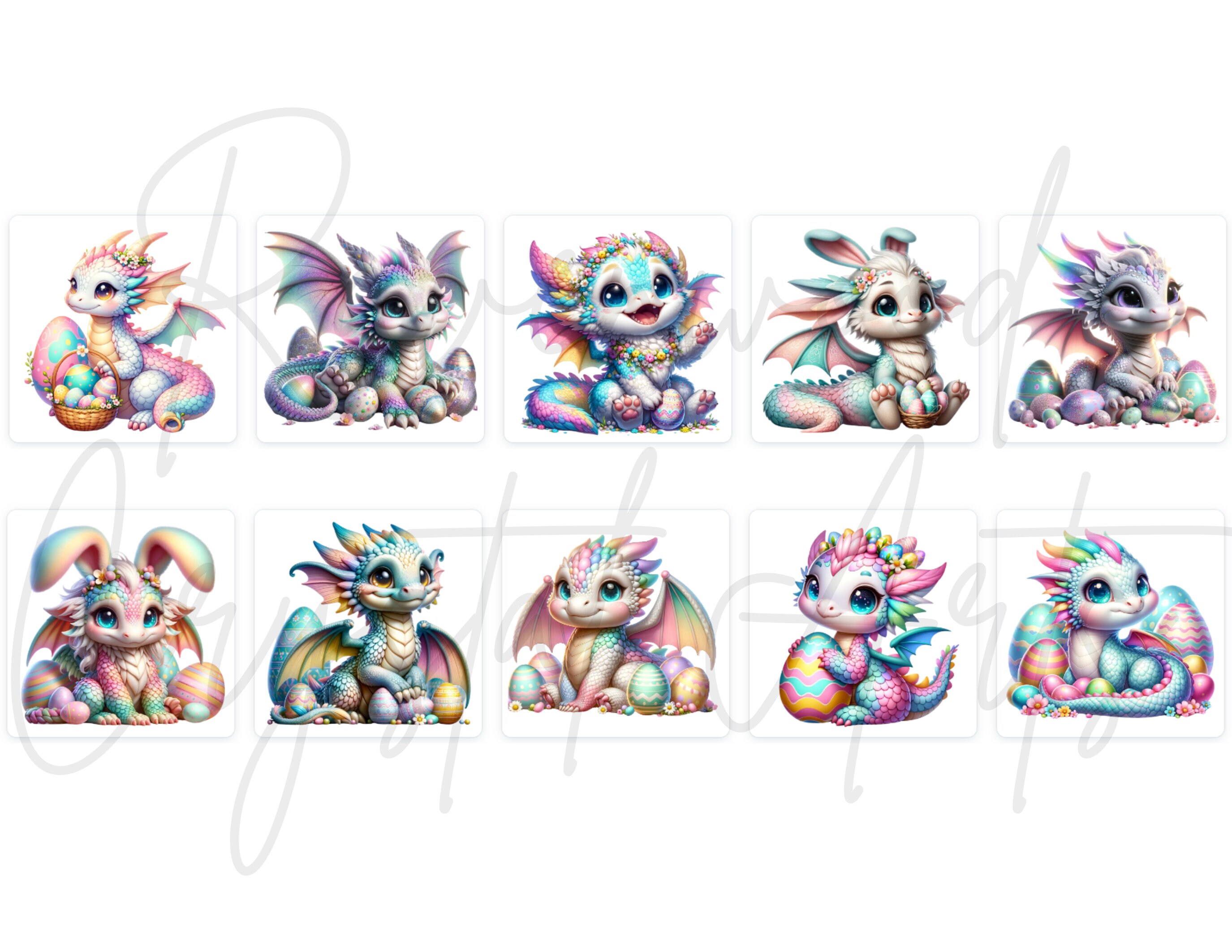 Easter Dragons Clipart Pack Transparent Background Baby Dragons, Easter ...