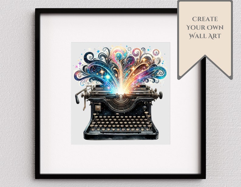 Magic Typewriter Clipart Pack Transparent Background Writing Journal ...