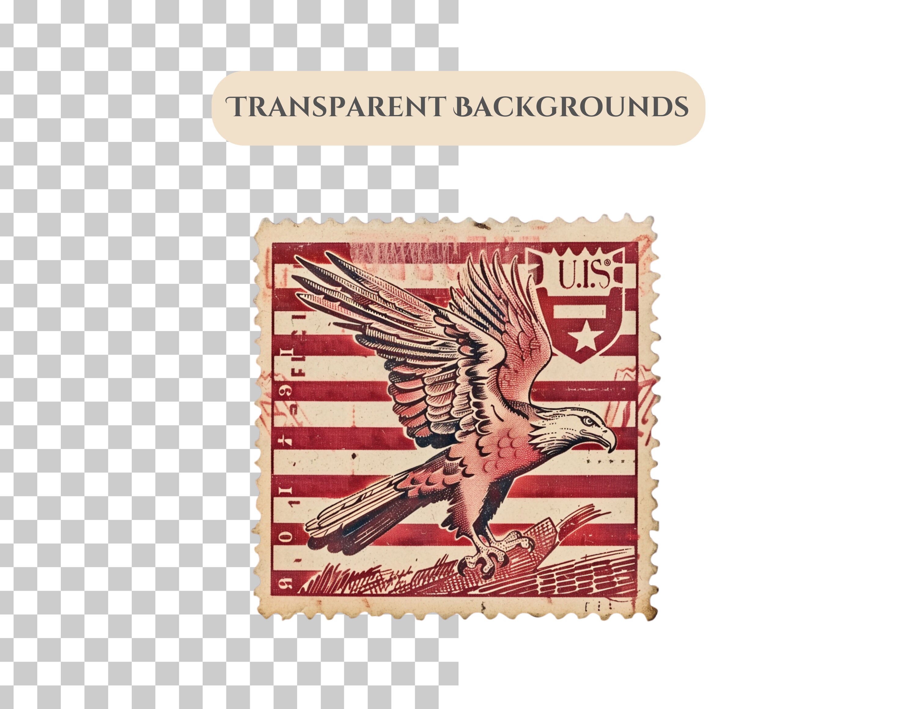 Vintage Stamp Clipart 40 Pngs Instant Download Retro Stamps Png Vintage ...