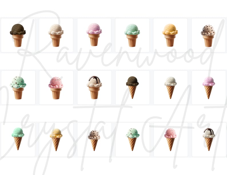 Frozen Treats Clipart Bundle | 61 Pngs | Ice Cream Cone Clipart ...