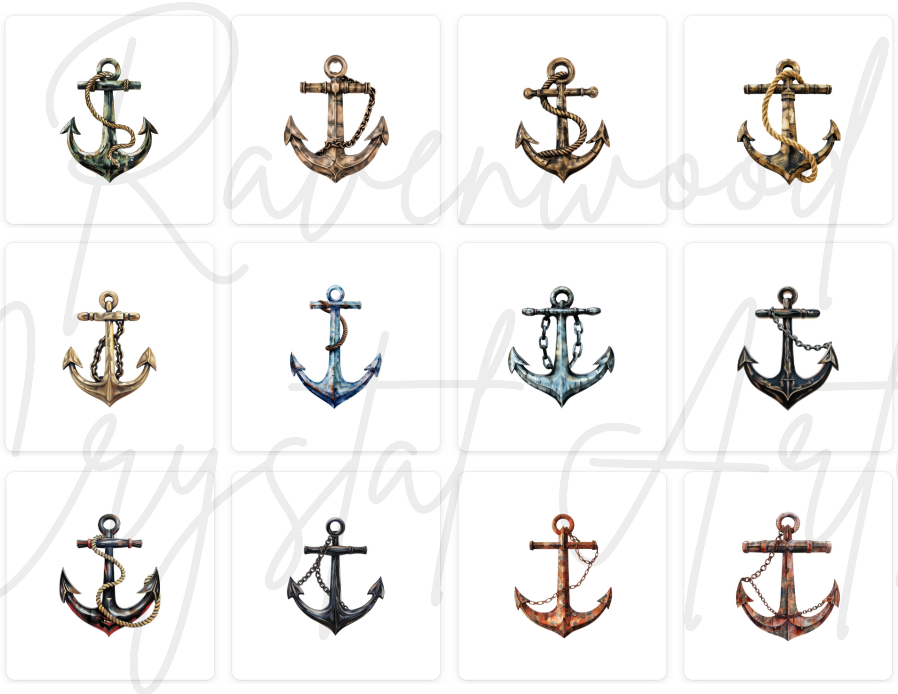 Vintage Nautical Clipart Bundle | 91 Pngs | Anchors, Ship Wheels ...
