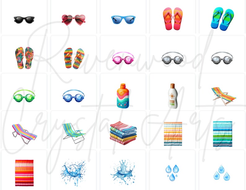 Pool Party Clipart | 65 Pngs | Pool Floats | Flip Flops | Digital ...