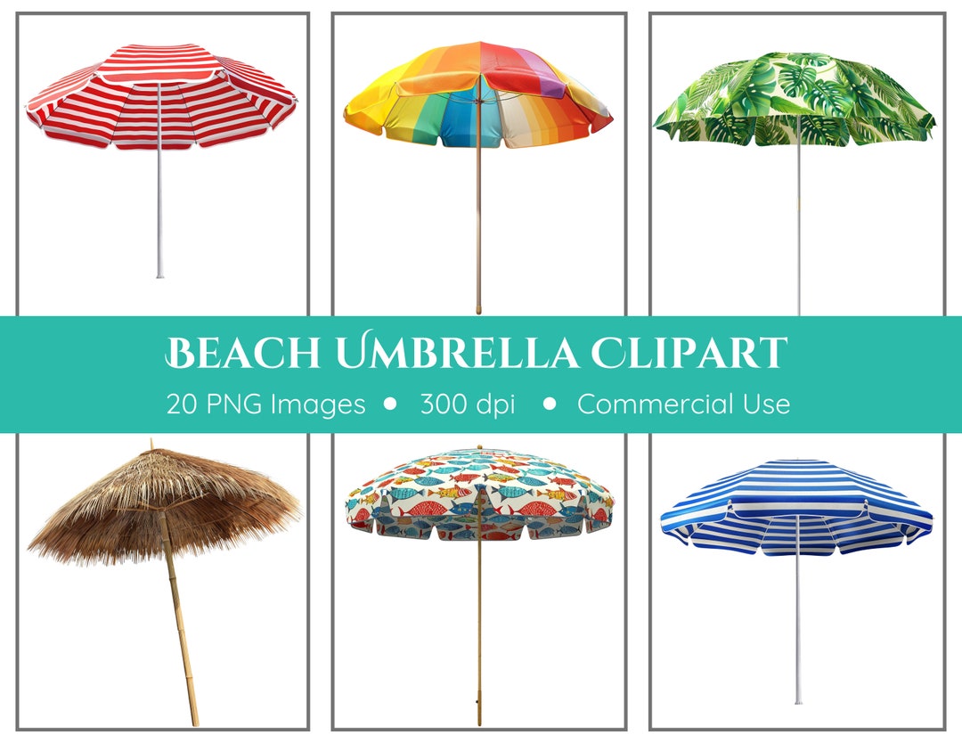 Beach Umbrella Clipart | 20 Pngs | Summer Clipart | Pool Umbrella ...