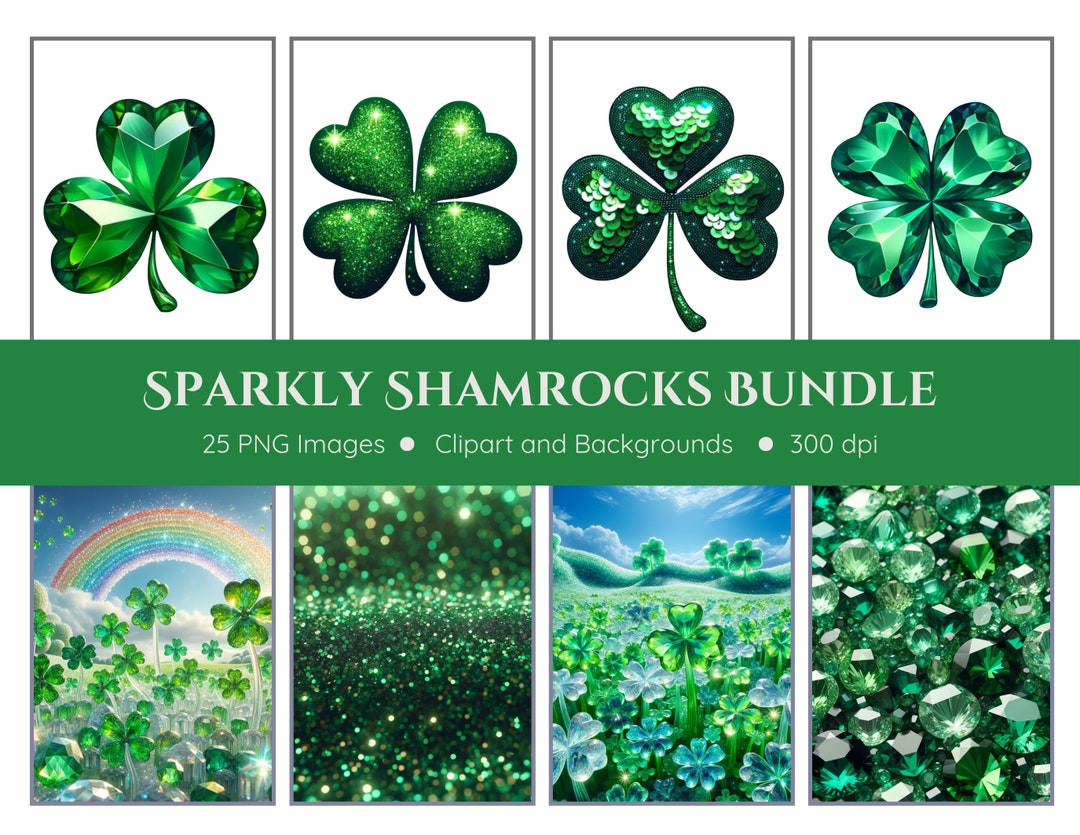 Sparkly Shamrocks Pngs - Transparent Background - Clipart and Digital ...