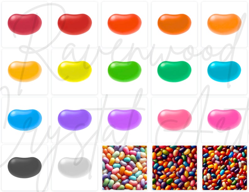 Jellybean Clipart Pack - Transparent Background - Colorful Jelly Bean ...