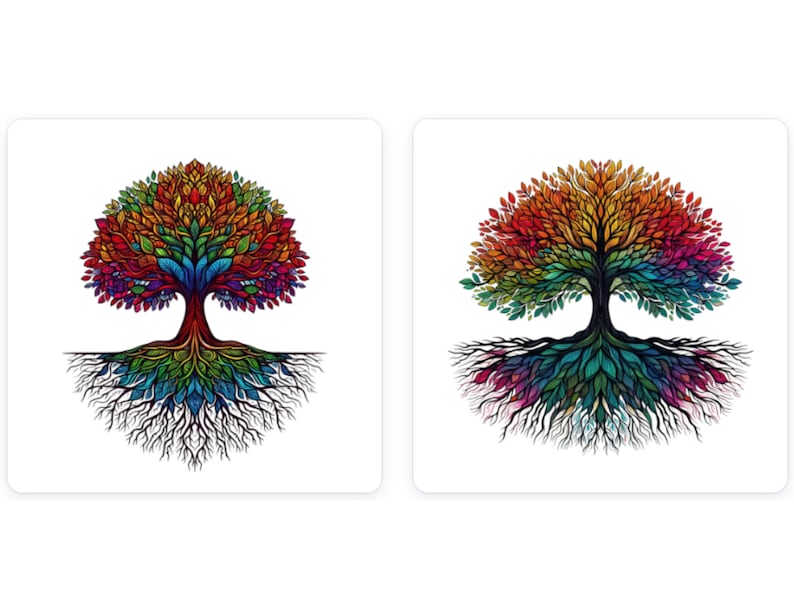 Colorful Tree of Life Clipart 10 Pngs Instant Download Tree and Roots ...