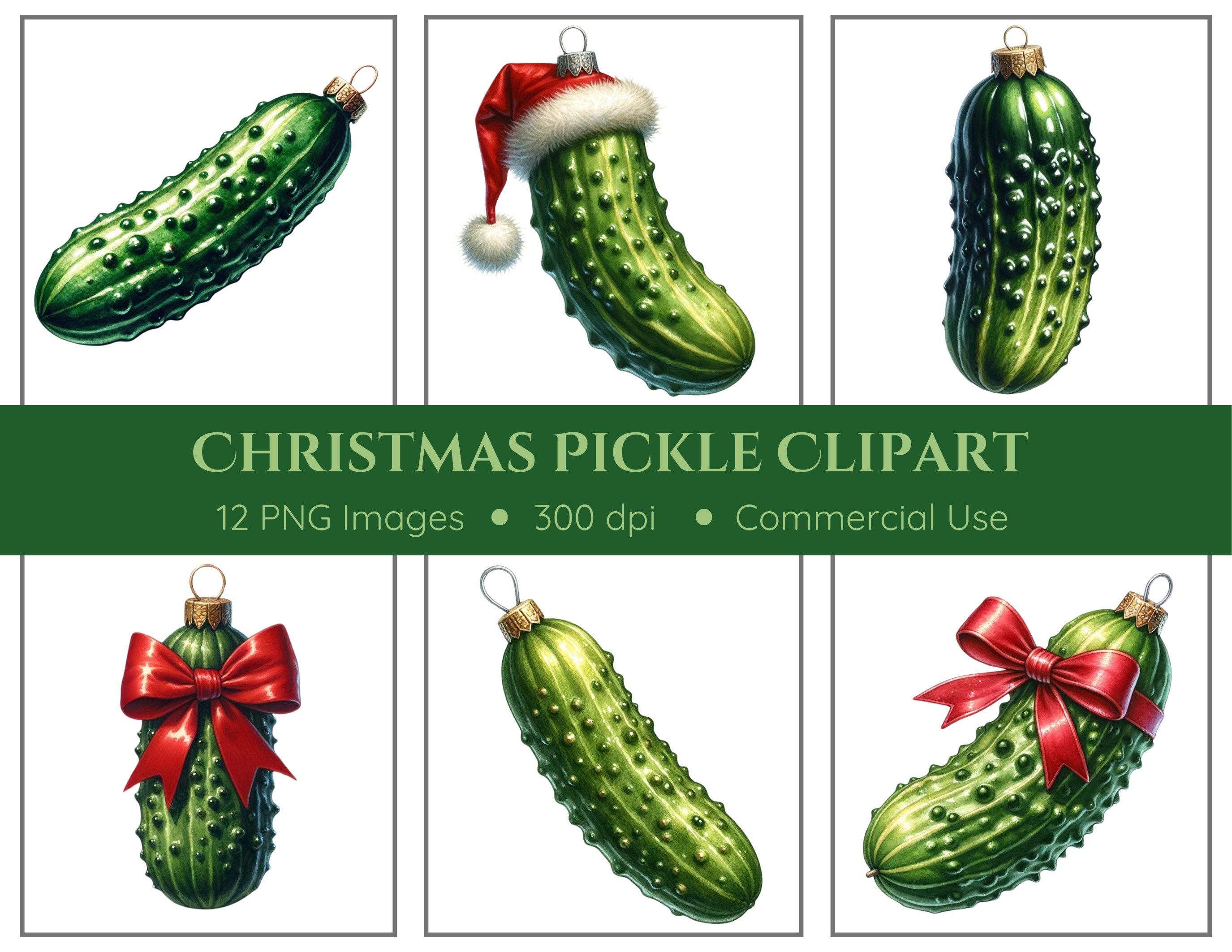 Christmas Pickle Clipart Pack - Transparent Background - Pickle ...