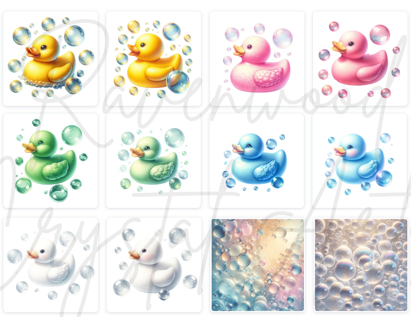 Rubber Ducky Clipart Pack | 12 Pngs | Rubber Duck in Bubbles Clipart ...