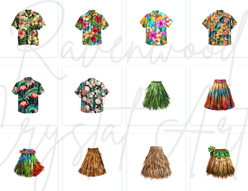 Tropical Luau Clipart Bundle 129 Pngs Tropical Drinks and Umbrellas ...