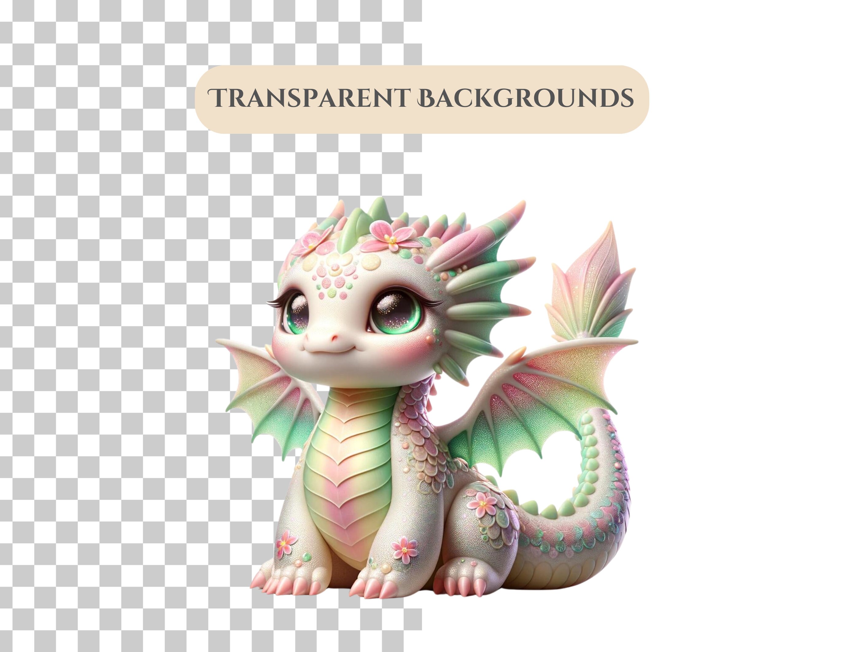 Spring Dragons Clipart Pack Transparent Background Baby Dragons, Spring ...