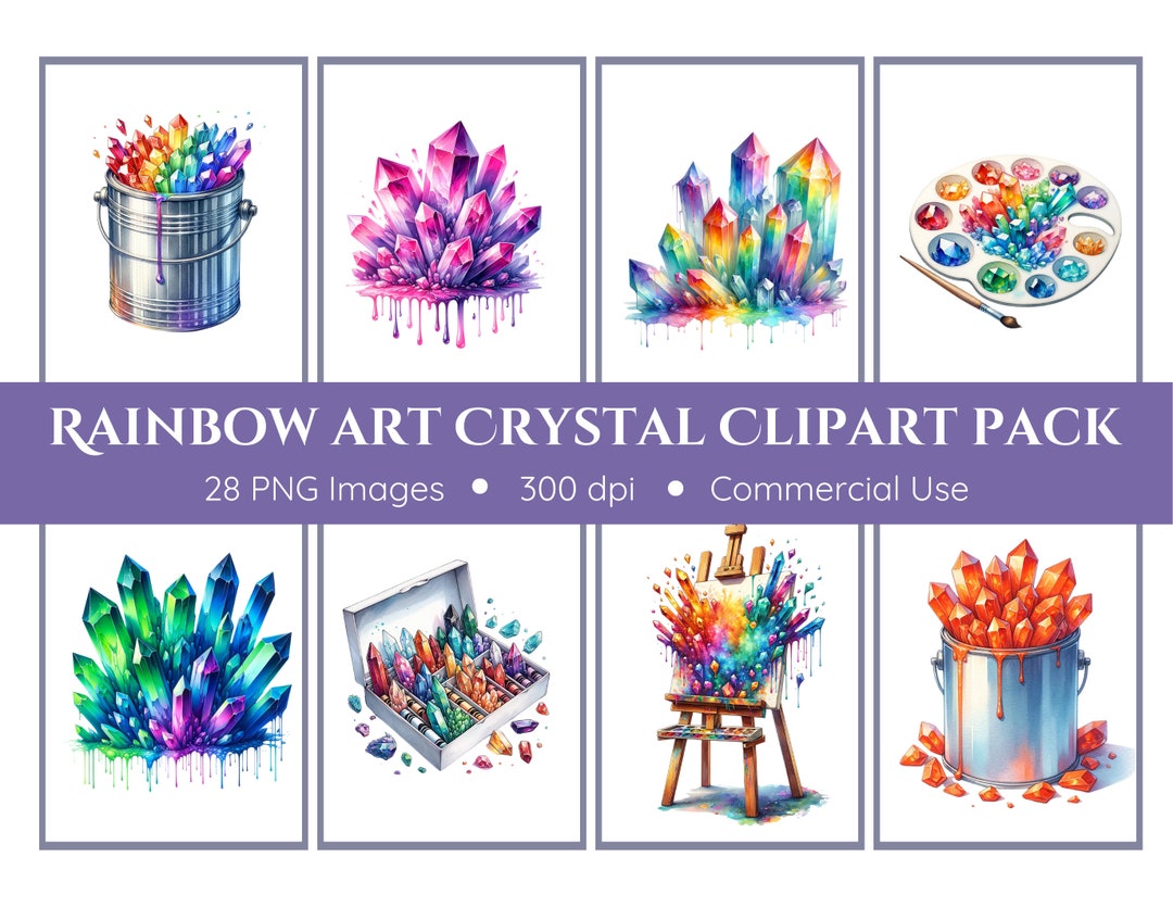 Rainbow Art Crystal Clipart Pack - Transparent Background - Crystals ...