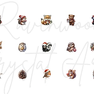 Woodland Christmas Clipart Pack | 25 Pngs | Transparent Background ...