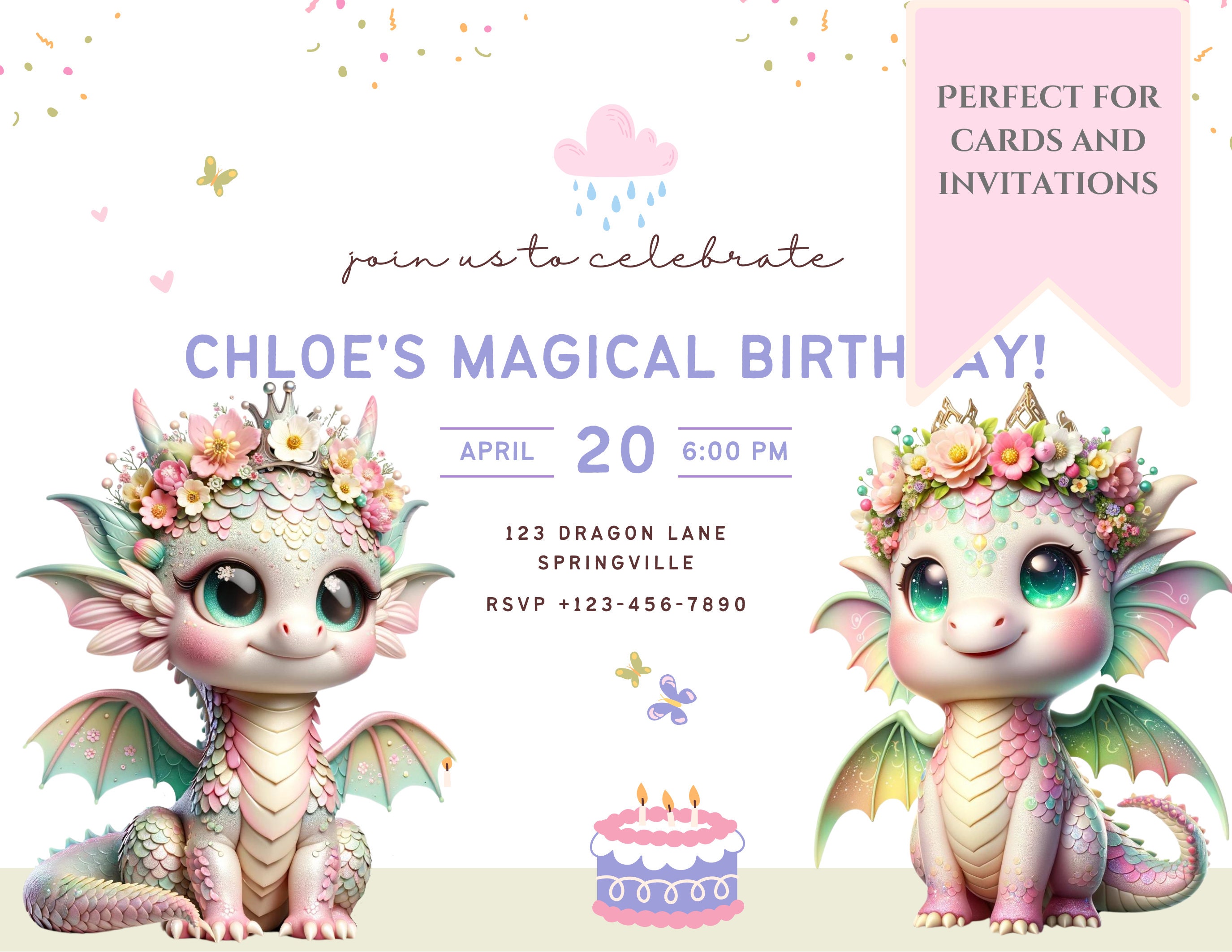 Spring Dragons Clipart Pack Transparent Background Baby Dragons, Spring ...