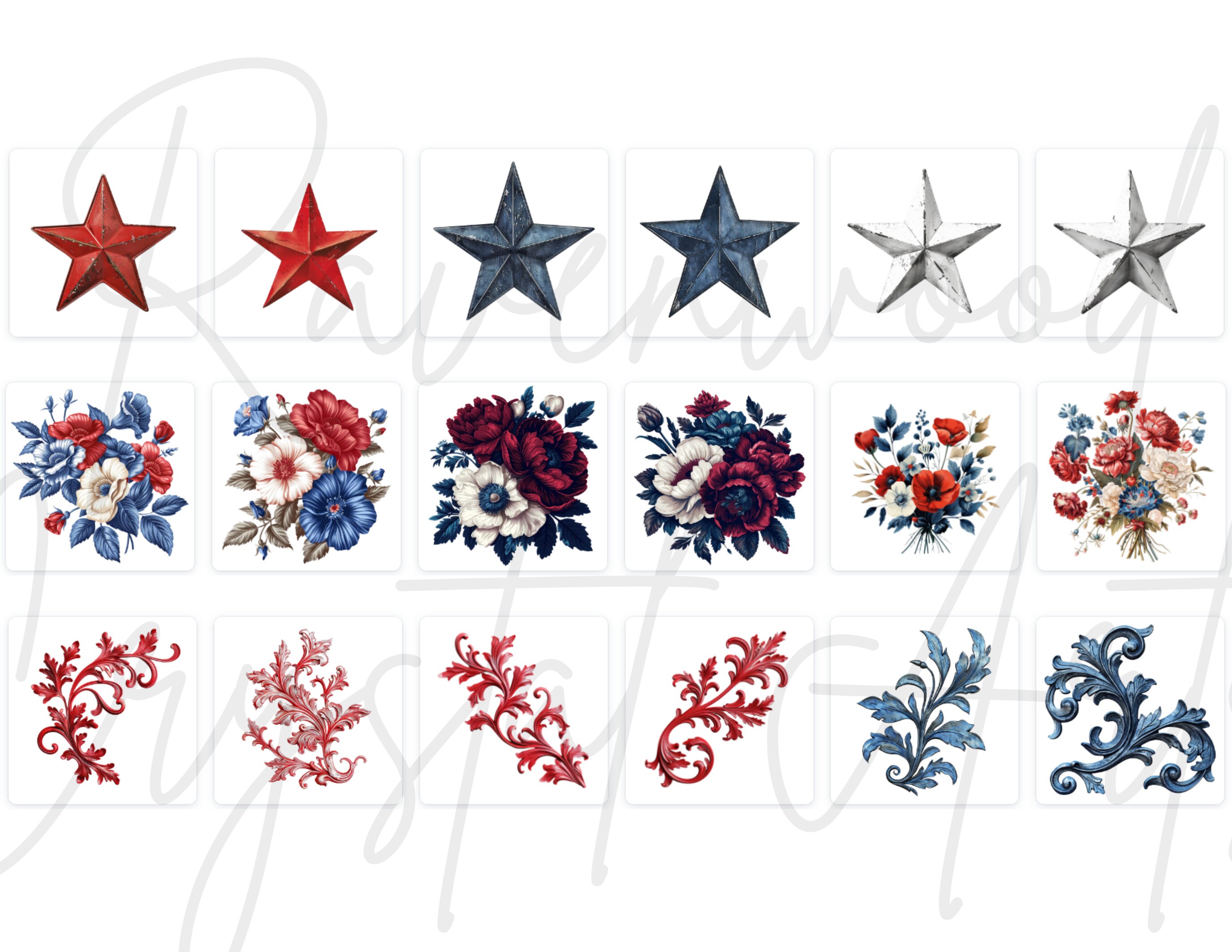 Vintage Patriotic Clipart - Transparent Backgrounds - American Flags ...