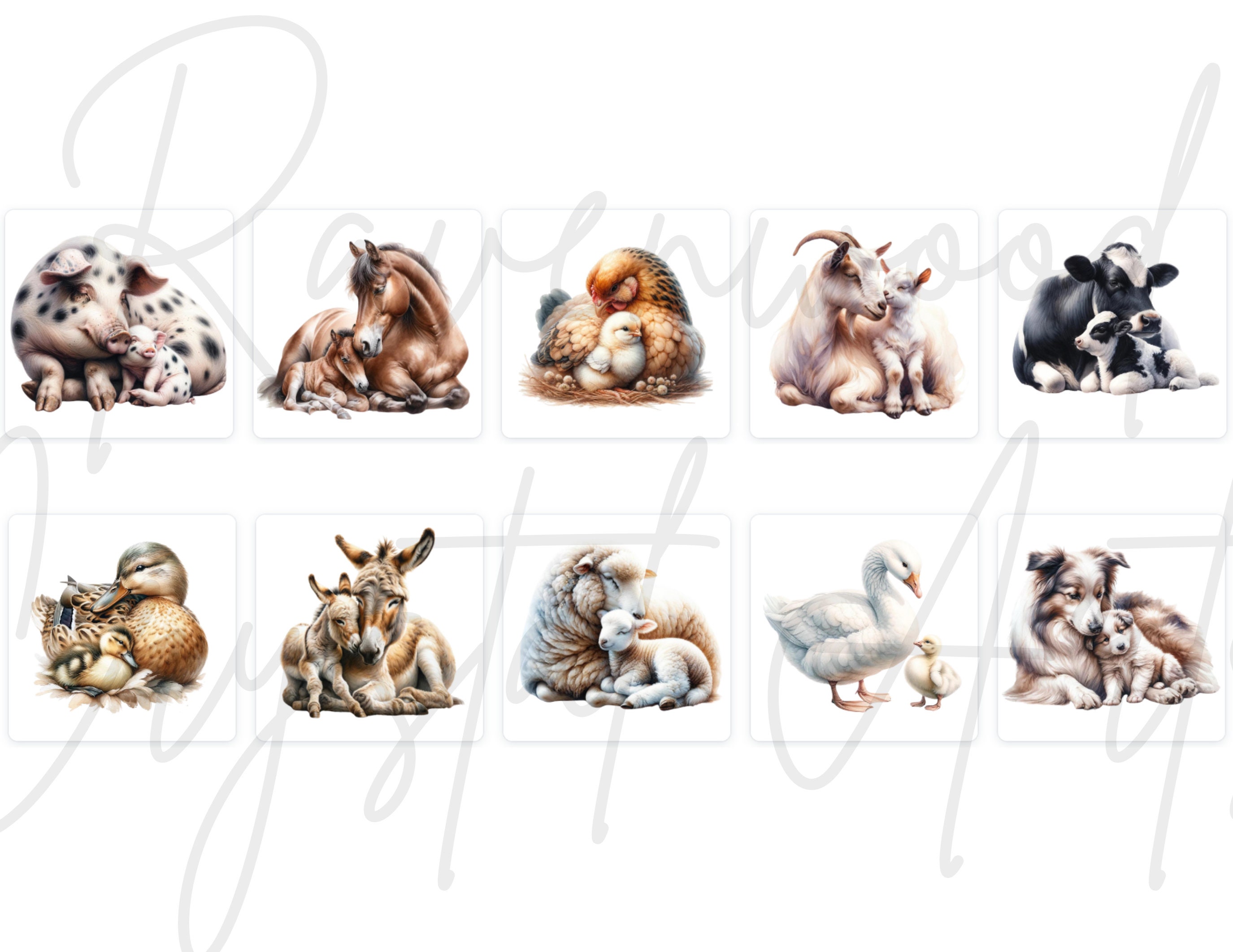 Mother and Baby Farm Animals Clipart Farm Clipart Transparent ...