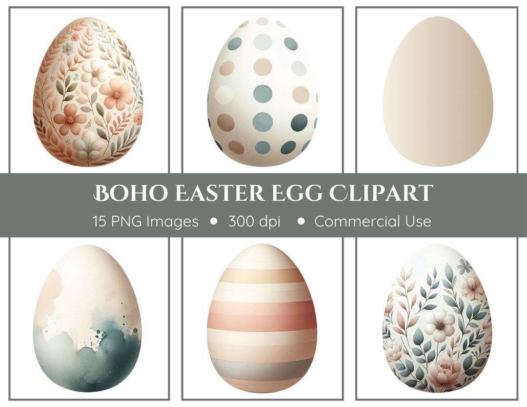 Boho Easter Eggs Clipart | 15 Pngs | Easter Png | Eggs Clipart ...