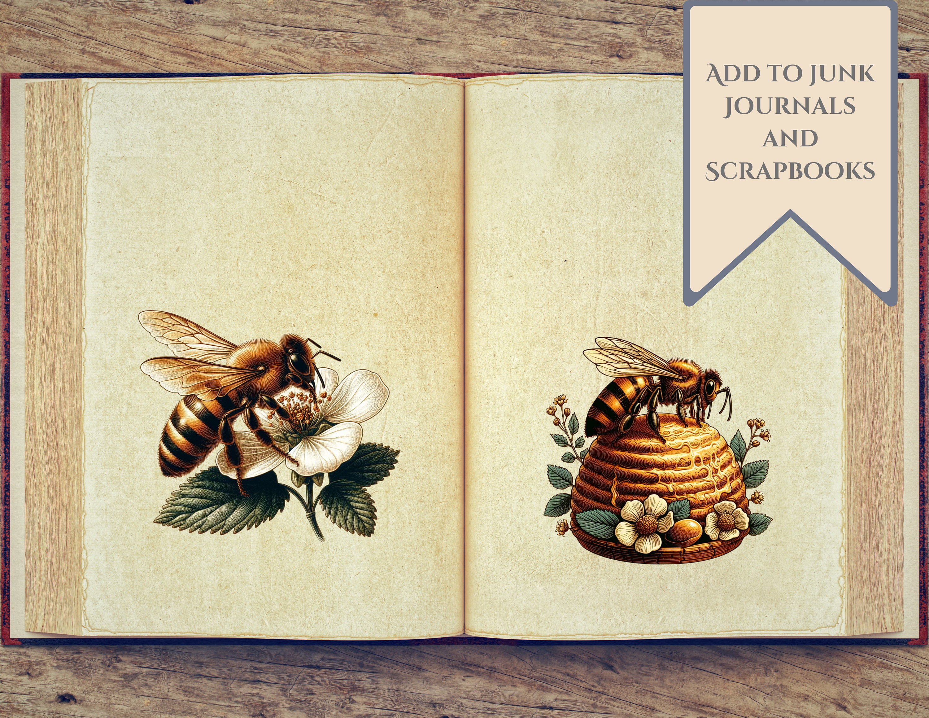 Vintage Honey Bee Clipart 20 Pngs Bumble Bee Clip Art Junk Journal ...