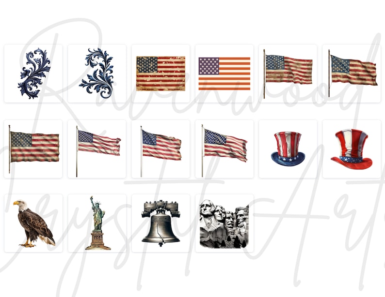 Vintage Patriotic Clipart Transparent Backgrounds American Flags, Red ...