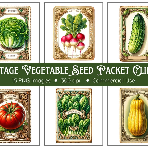 Vintage Vegetables Clipart - Etsy