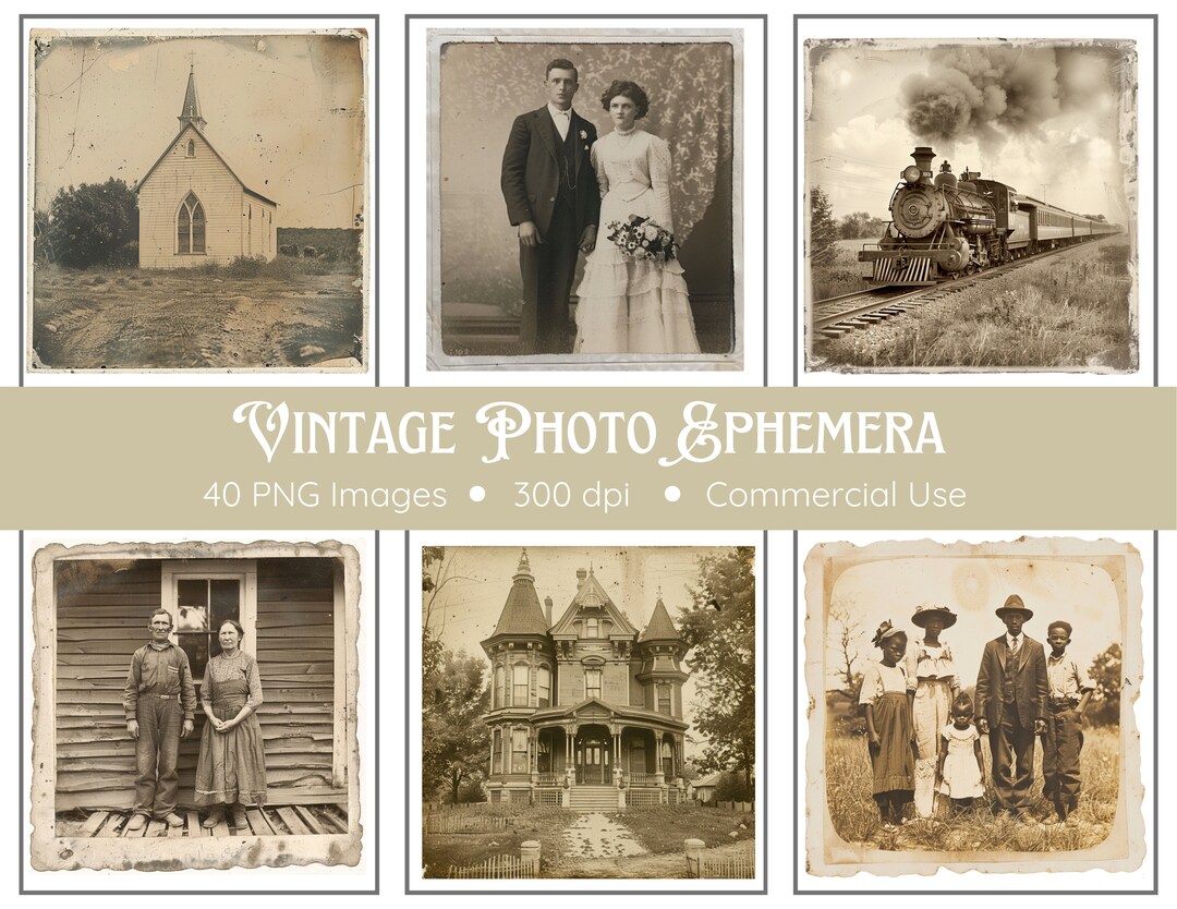 Vintage Photo Clipart | 40 Pngs | Instant Download | Old Photos Png ...