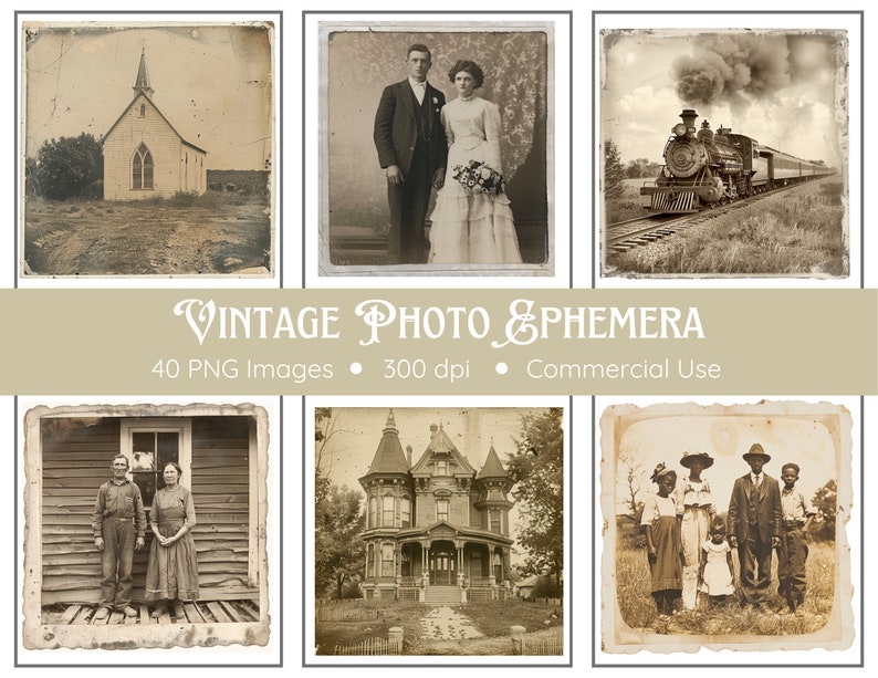 Vintage Photo Clipart 40 Pngs Instant Download Old Photos Png Vintage ...