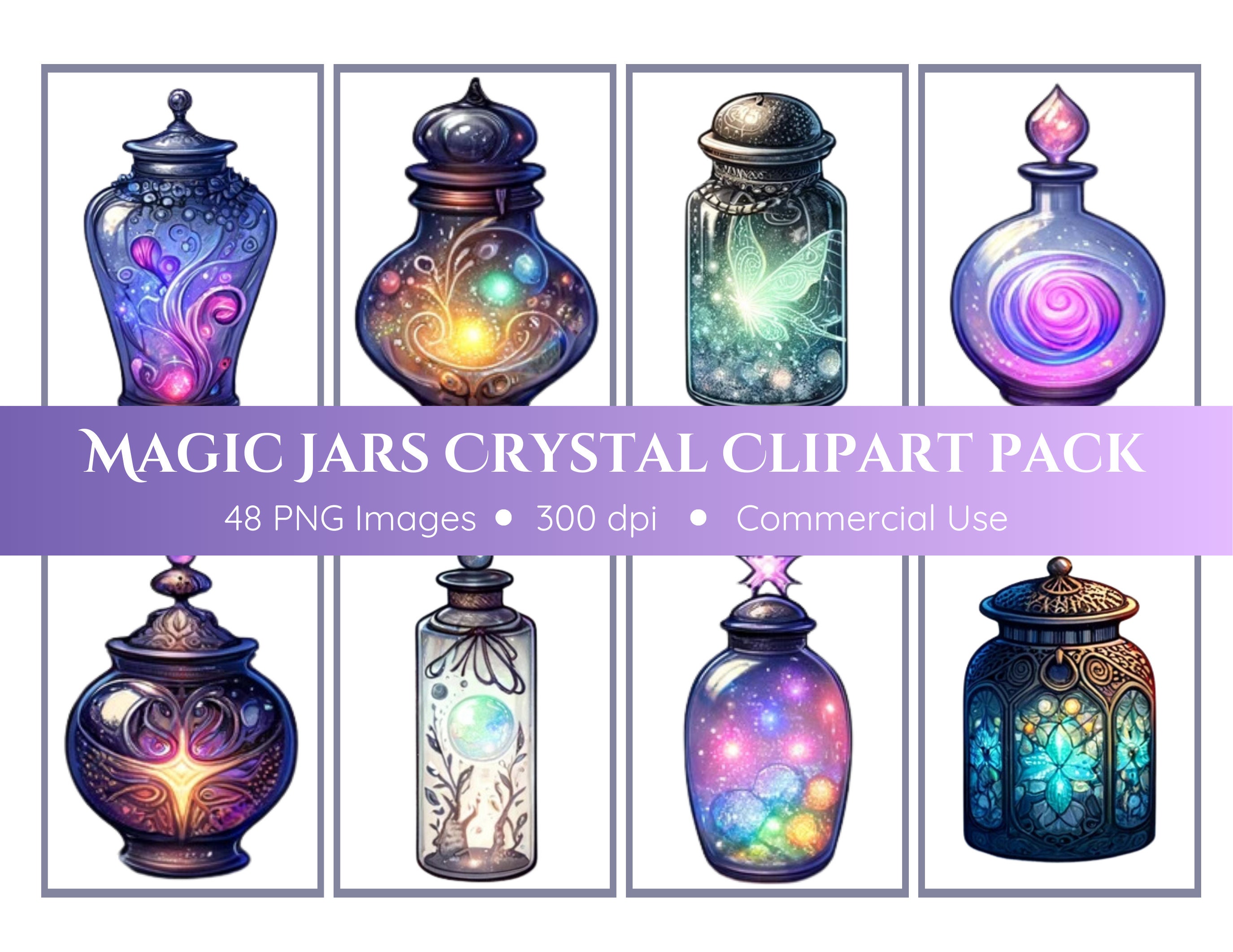 Magic Jars Clipart Pack Transparent Background Magical Jars, Bottles ...