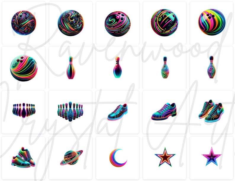 Cosmic Bowling Clipart Pack 20 Pngs Transparent Background Bowling Ball ...