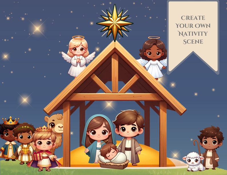 Cute Nativity Clip Art 25 Pngs Christmas Baby Jesus Clipart Christmas ...