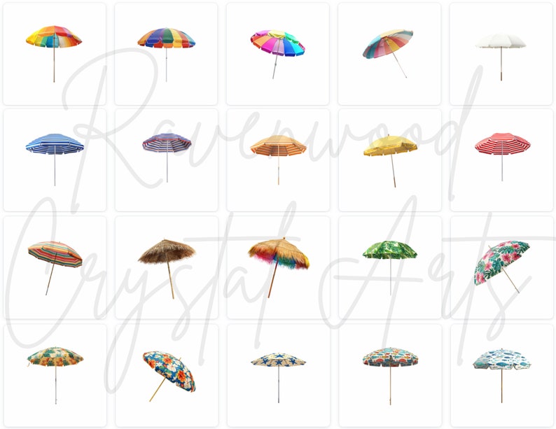 Beach Umbrella Clipart | 20 Pngs | Summer Clipart | Pool Umbrella ...