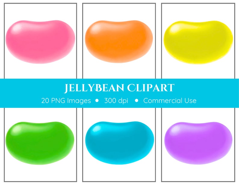 Jellybean Clipart Pack - Transparent Background - Colorful Jelly Bean ...