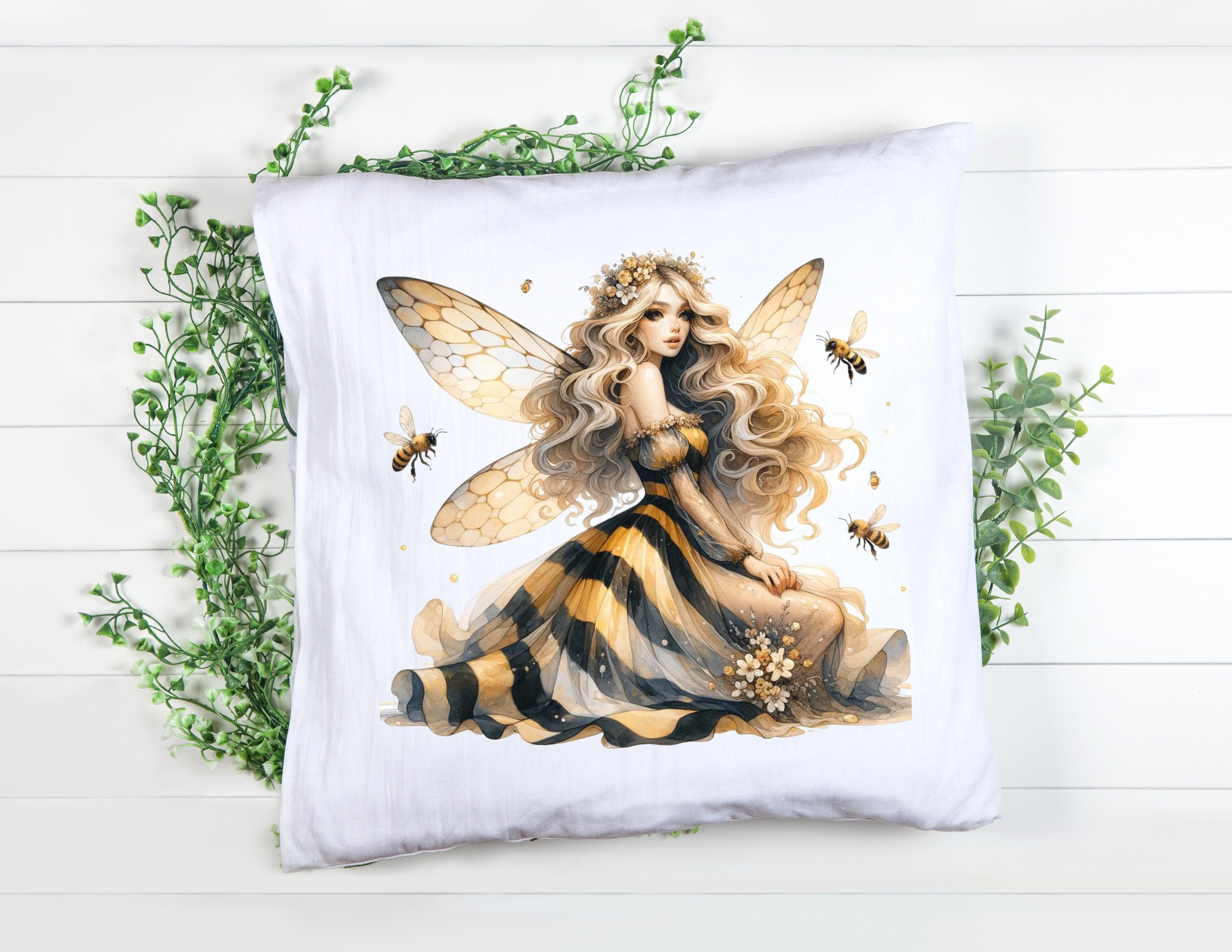 Honeybee Fairies Clipart Pack Transparent Background Watercolor Fairies ...