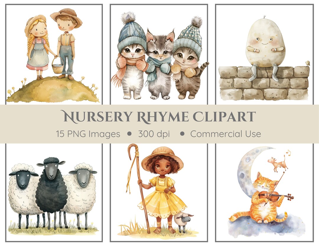 Nursery Rhyme Clipart | Instant Download | Nursery Decor | Little Bo ...