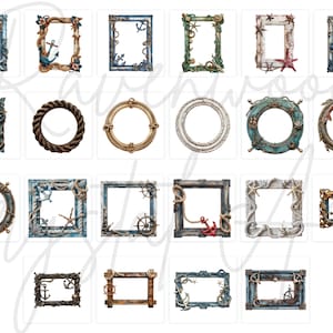 Nautical Frames Clipart | 22 Pngs | Nautical Png | Nautical Clipart ...