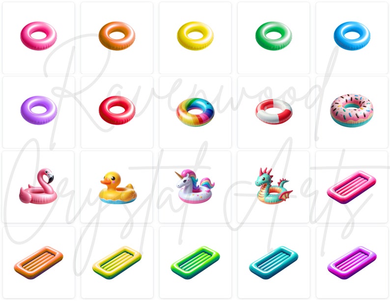 Pool Party Clipart | 65 Pngs | Pool Floats | Flip Flops | Digital ...