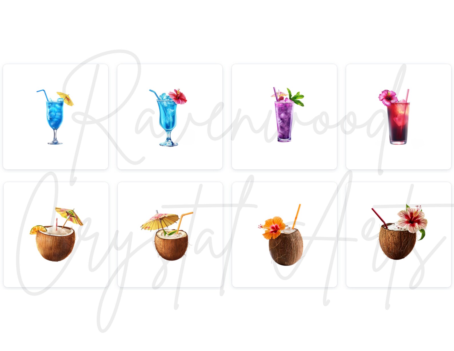 Tropical Drink Clipart | 32 Pngs | Coconut Cocktail | Instant Download ...