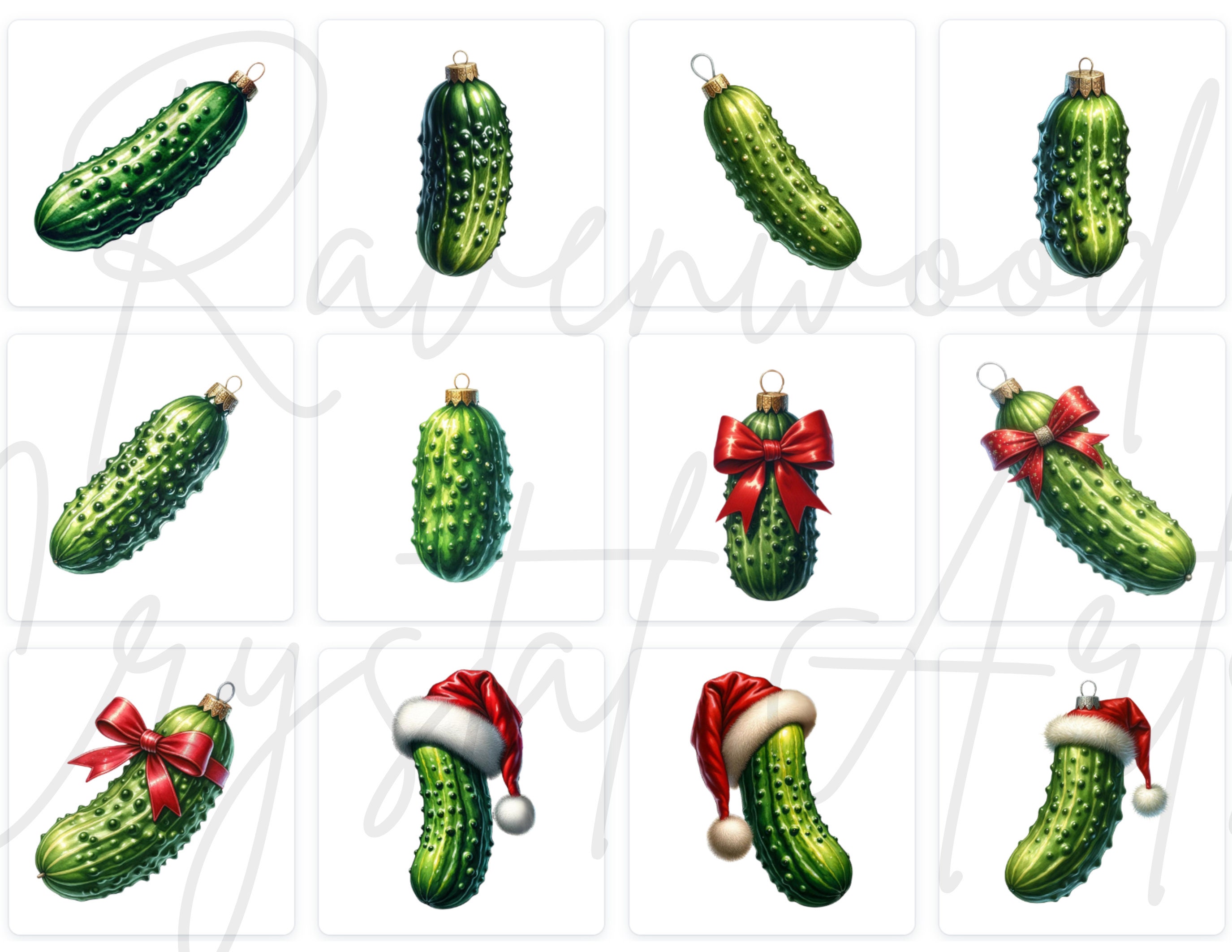 Christmas Pickle Clipart Pack - Transparent Background - Pickle ...