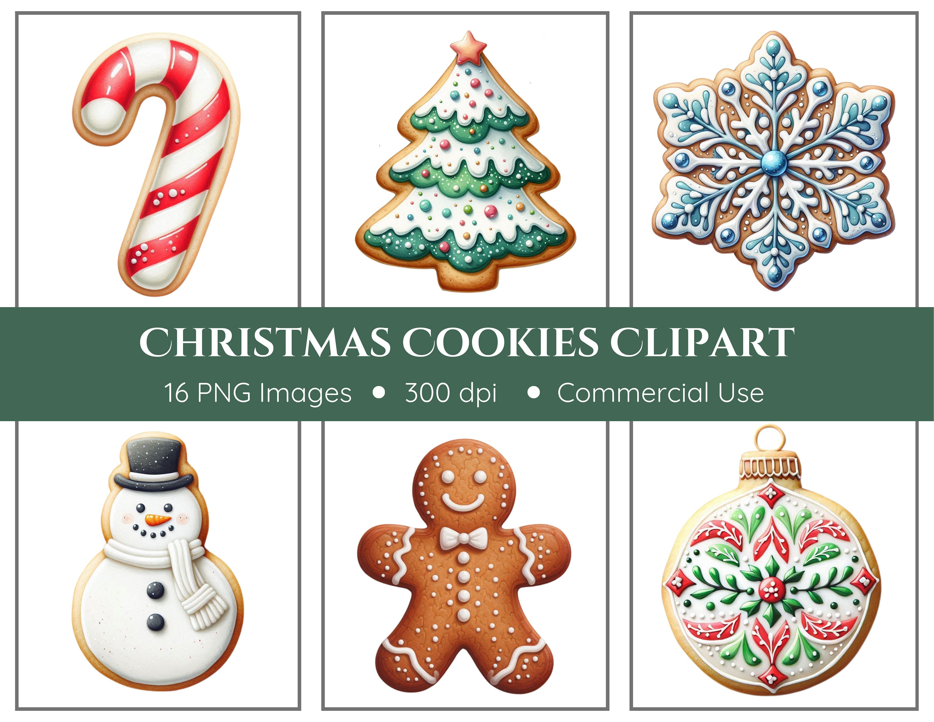 Christmas Cookies Clipart | 16 Pngs | Christmas Treats | Holiday ...