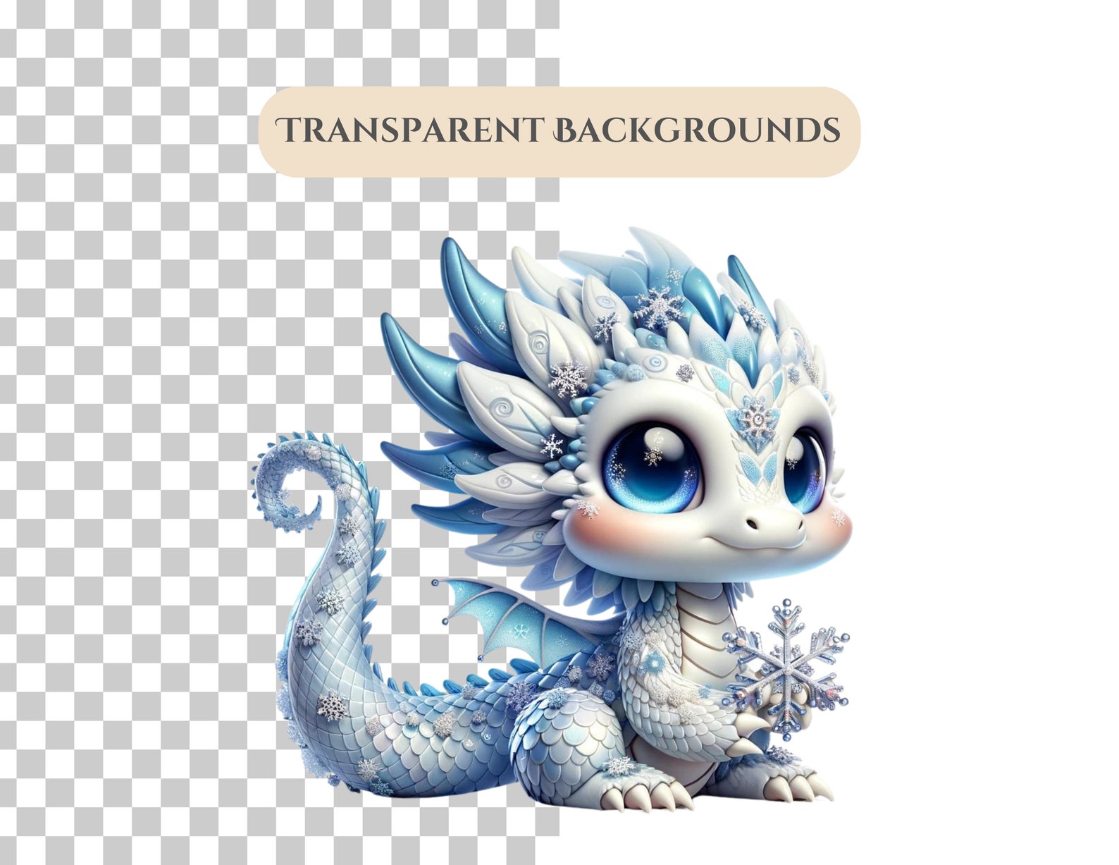 Winter Dragons Clipart Pack Transparent Background Baby Dragons, Snow ...