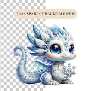 Winter Dragons Clipart Pack - Transparent Background - Baby Dragons ...