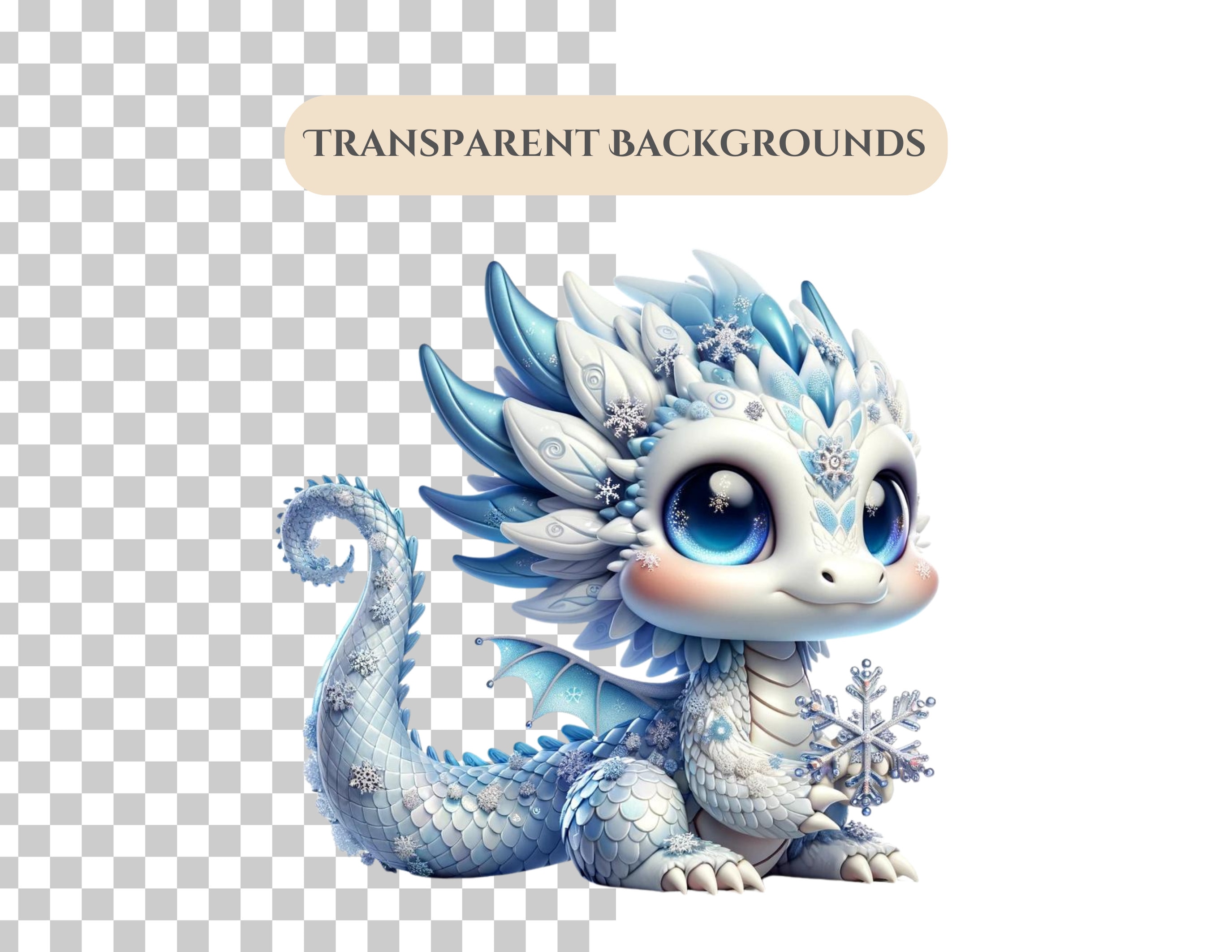 Winter Dragons Clipart Pack Transparent Background Baby Dragons, Snow ...