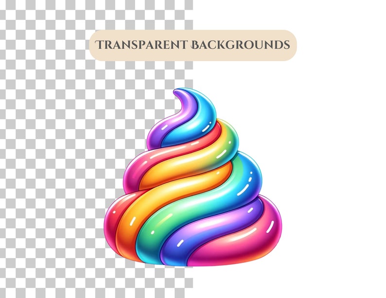 Unicorn Poop Clipart Pack - Transparent Background - Rainbow Poop Emoji ...