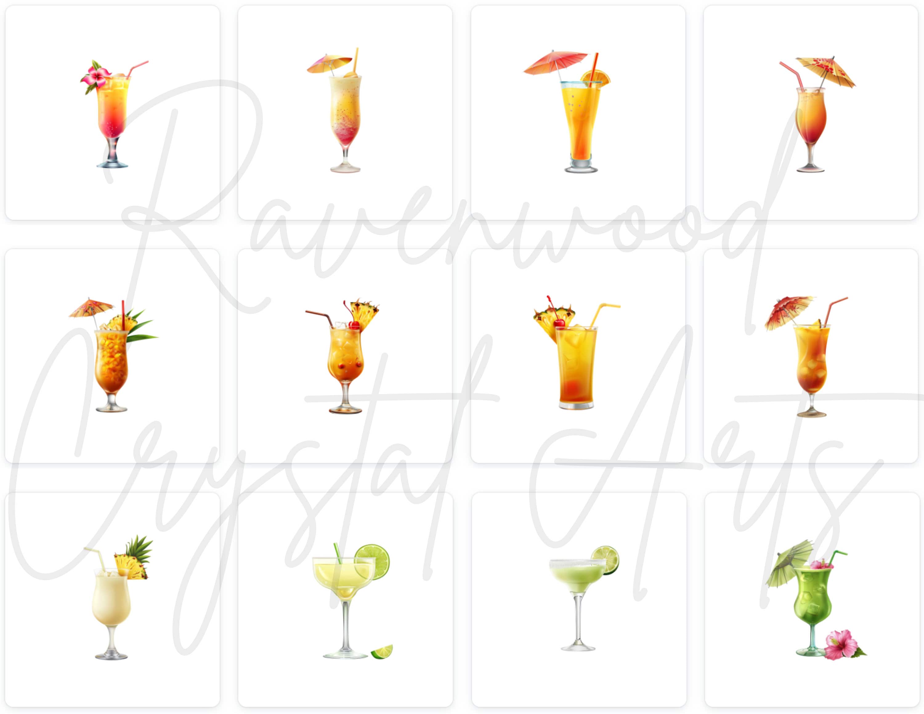 Tropical Drink Clipart 32 Pngs Coconut Cocktail Instant Download Summer ...