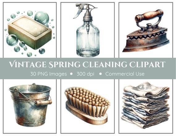 Vintage Clip Art Cleaning Supplies