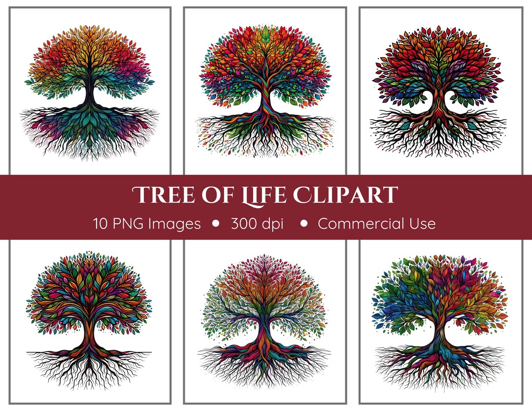 Colorful Tree of Life Clipart | 10 Pngs | Instant Download | Tree and ...