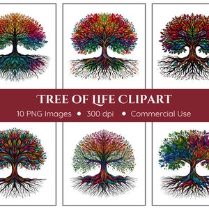 Colorful Tree of Life Clipart | 10 Pngs | Instant Download | Tree and ...
